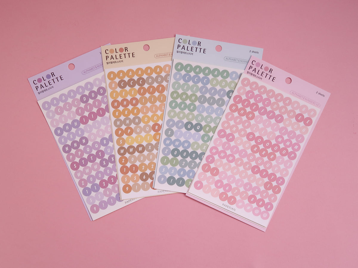 Colour Palette Stickers - Alphabet & Numbers | Nikki's Supply Store