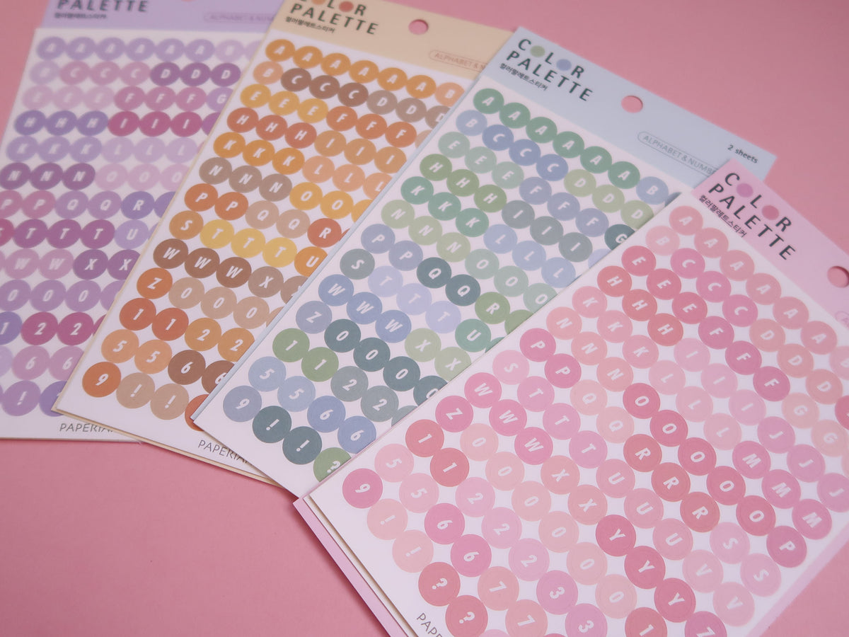 Colour Palette Stickers - Alphabet & Numbers | Nikki's Supply Store