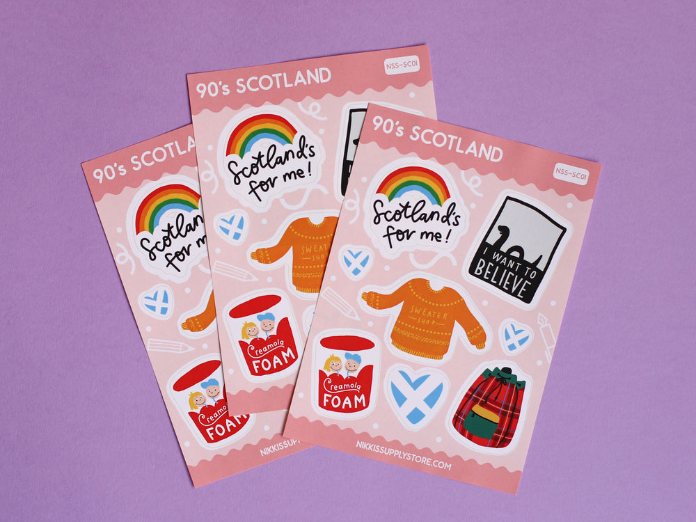 A5 Sticker Sheet - 90's Scotland | Nikki's Supply Store