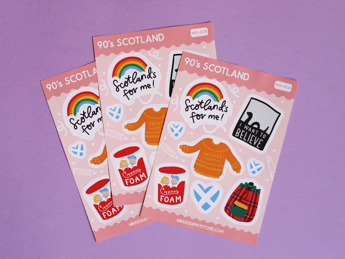 A5 Sticker Sheet - 90's Scotland | Nikki's Supply Store